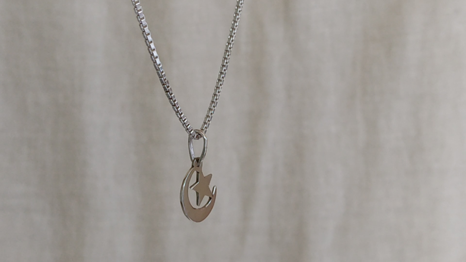 Sterling Silver Crescent Moon and Star Pendant, handmade symbol of ...