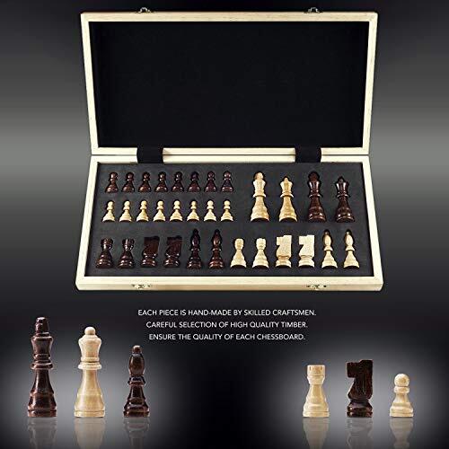 AMEROUS Chess Set, 15"x15" Folding Magnetic Wooden Standard Chess Game ...
