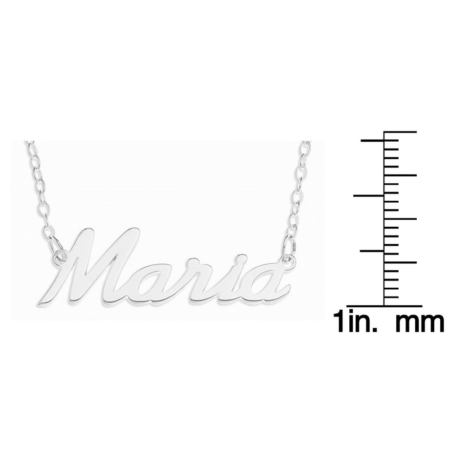 Maria Name Plate Necklace Pendent Sterling Silver female Personalized ...