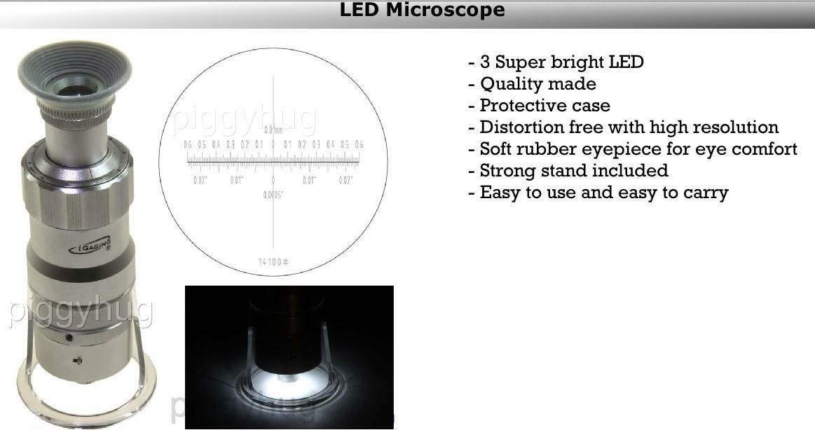iGAGING Measuring Microscope Magnifier 20x Bright LEDs 0.005"/0.1mm for ...