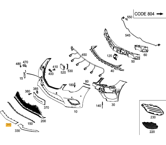 Genuine MERCEDES BENZ E W207 AMG Front Bumper Center Chrome Molding ...