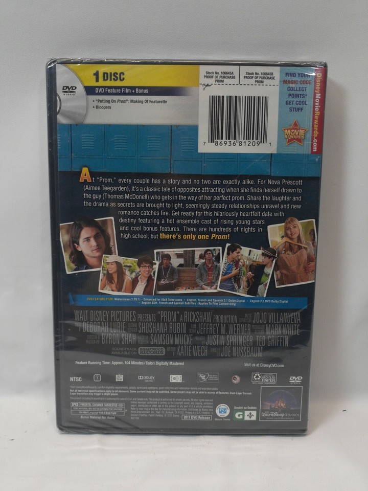 Disney's Prom DVD - 2011 - Widescreen - Aimee Teegarden - Justin ...