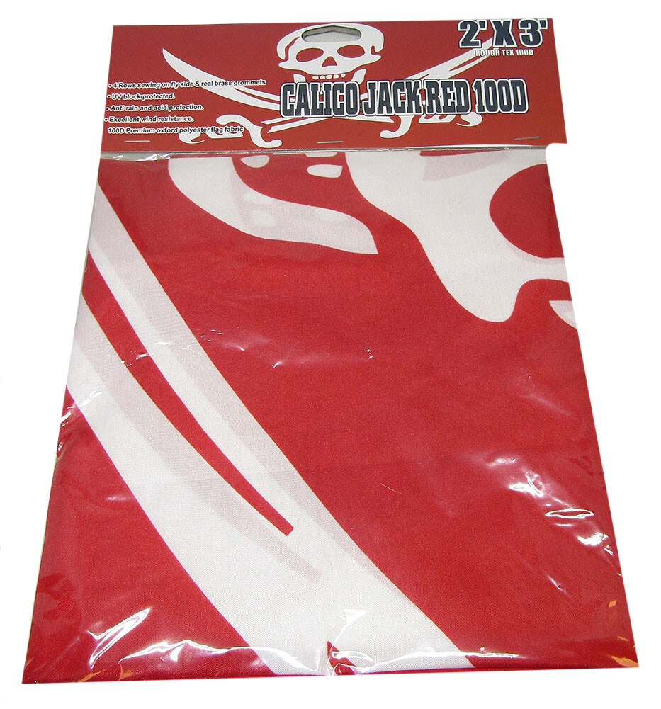 Pirate Calico Jack Rackham Red White 100D Woven Poly Nylon 2x3 2'x3 ...