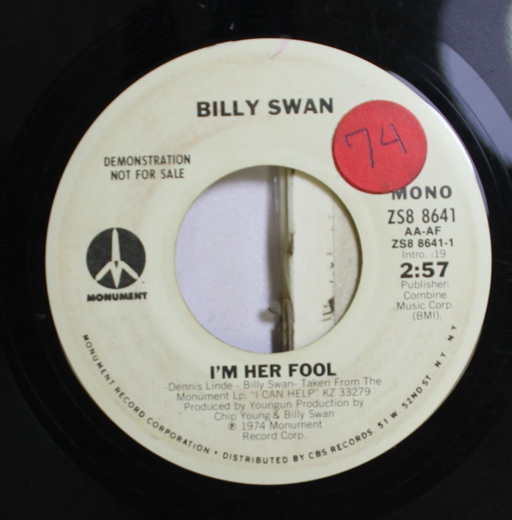 Pop Promo 45 Billy Swan - I'M Her Fool / i'm her fool On Monument | eBay