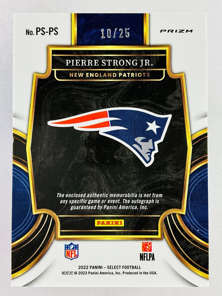 2022 Select Pierre Strong Jr Prime Tie-Dye Prizm Rookie Patch Auto RC ...