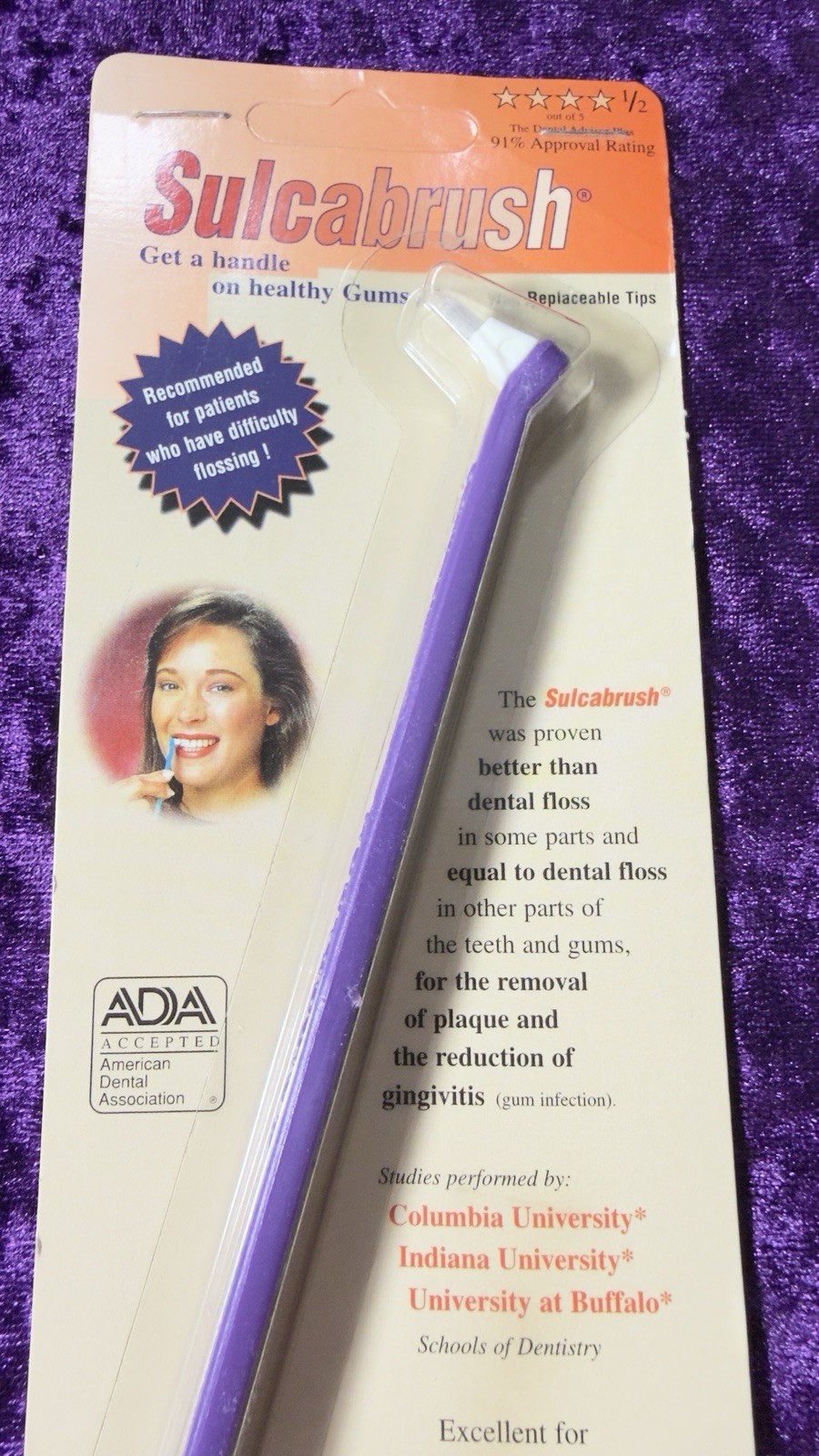 Sulcabrush Healthy Gums Dental Oral Cleaning Gum Brush Vtg Purple ...