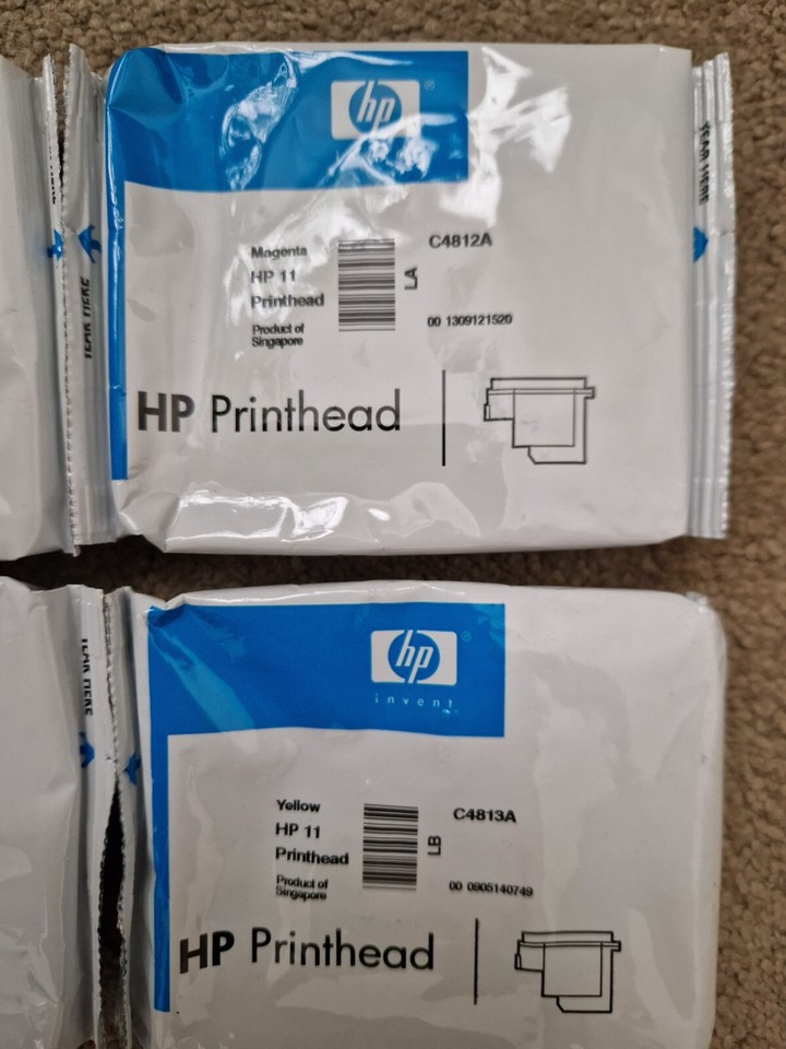 HP 11 Genuine Printheads Black Yellow Cyan Magenta C4810A C4811A C4812A ...