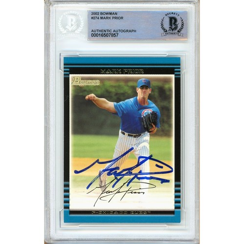 Mark Prior Chicago Cubs Auto 2002 Bowman Rookie Card BAS Auth Autograph ...