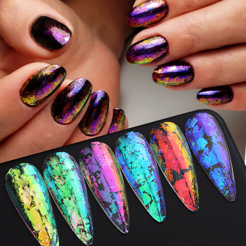 1Box Colorful Pearl Chrome Nail Powder Dust Pigment DIY Nail Art ...