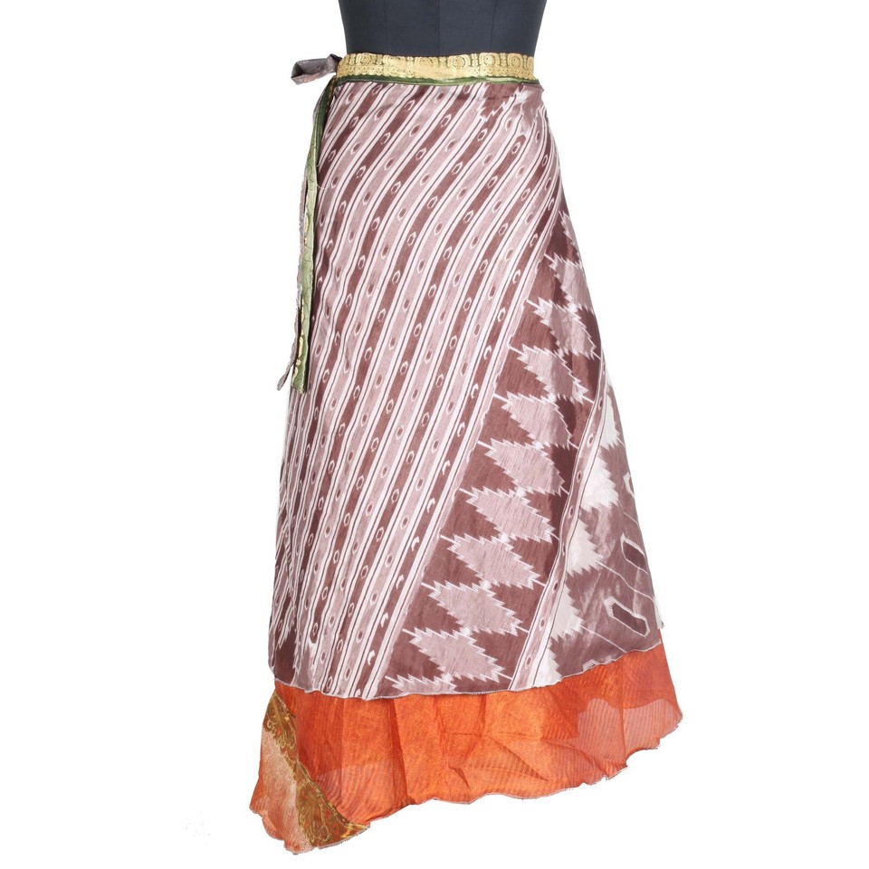 Vintage Silk Sari Recycled Magic Wrap Around Skirt Reversible Women ...