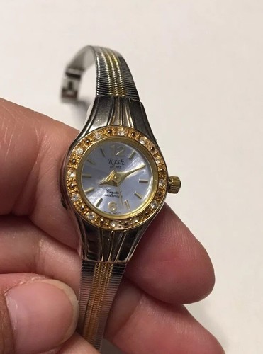 Ladies Kish "Crystal" Analog Quartz Silver Tone Watch "Waterproof" 30M ...