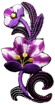 1pcs Purple Floral Applique Embroidery Patch Iron on or Sew-3.94"x1.91 ...
