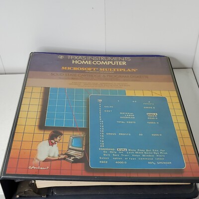 Microsoft Multiplan Original Binder Manual -TESTED Texas TI-99/4a ...