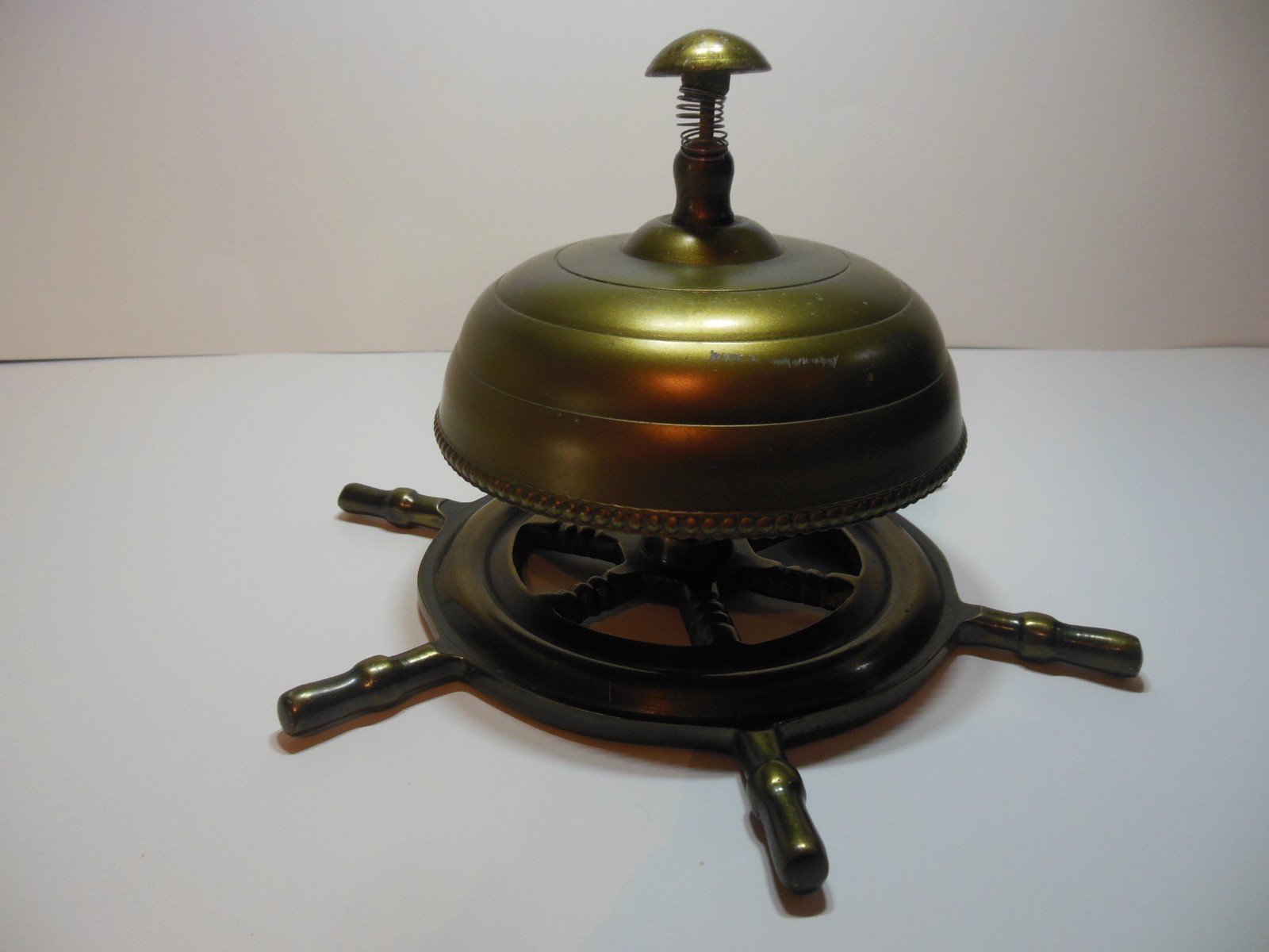 Vintage Solid Brass Ship Wheel Hotel Front Desk Countertop Bell Unique ...