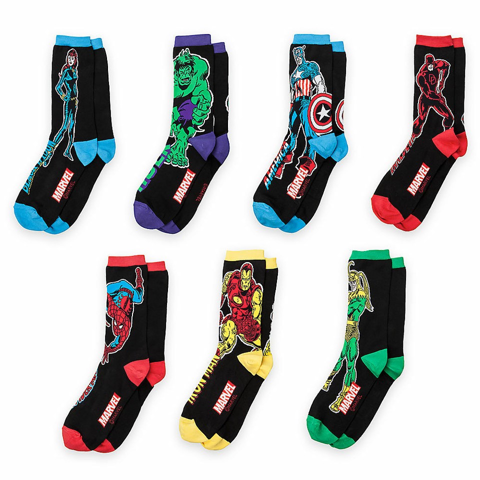 Disney Store Marvel Men's Sock Set 7 pairs New Iron Man Captain America ...