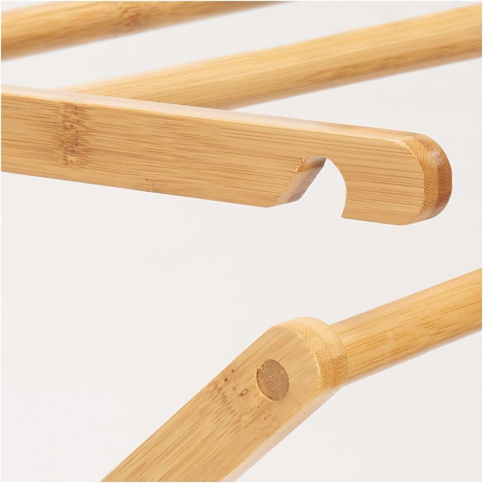 4 Tier Classic Bamboo Wooden Clothes Airer Traditional Folding Drying ...