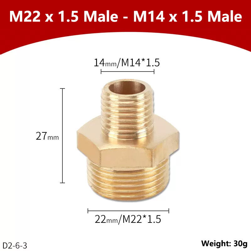 M22x1.5 to 1/2" BSP Thread Brass Pipe Fitting Adapter for Agriculture ...
