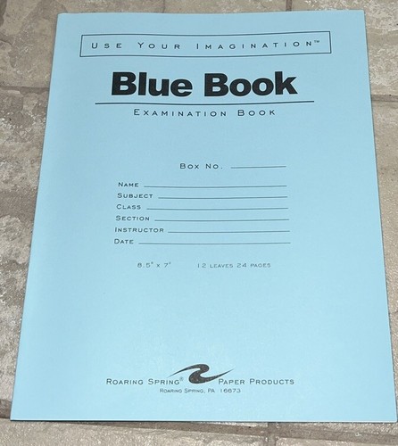 Roaring Spring Exam Blue Book, Legal Rule, 8 1/2 x 7, White, 12 Sheets ...