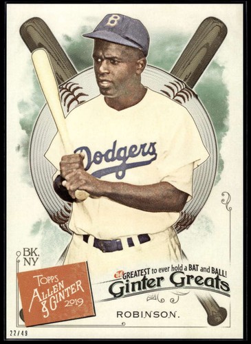 Jackie Robinson 2019 Allen and Ginter Ginter Greats 5x7 #GG-37 22/49 ...