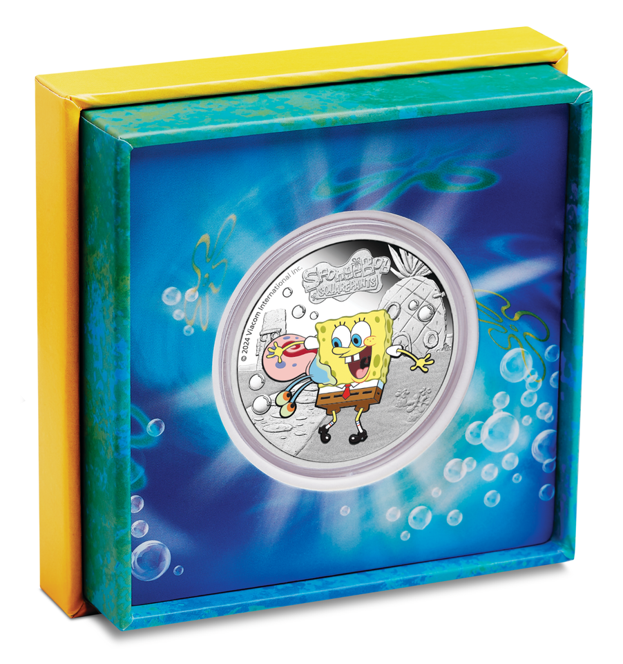 2024 SPONGEBOB SQUAREPANTS-SPONGEBOB & GARY 1oz $1 Silver Dollar Proof ...