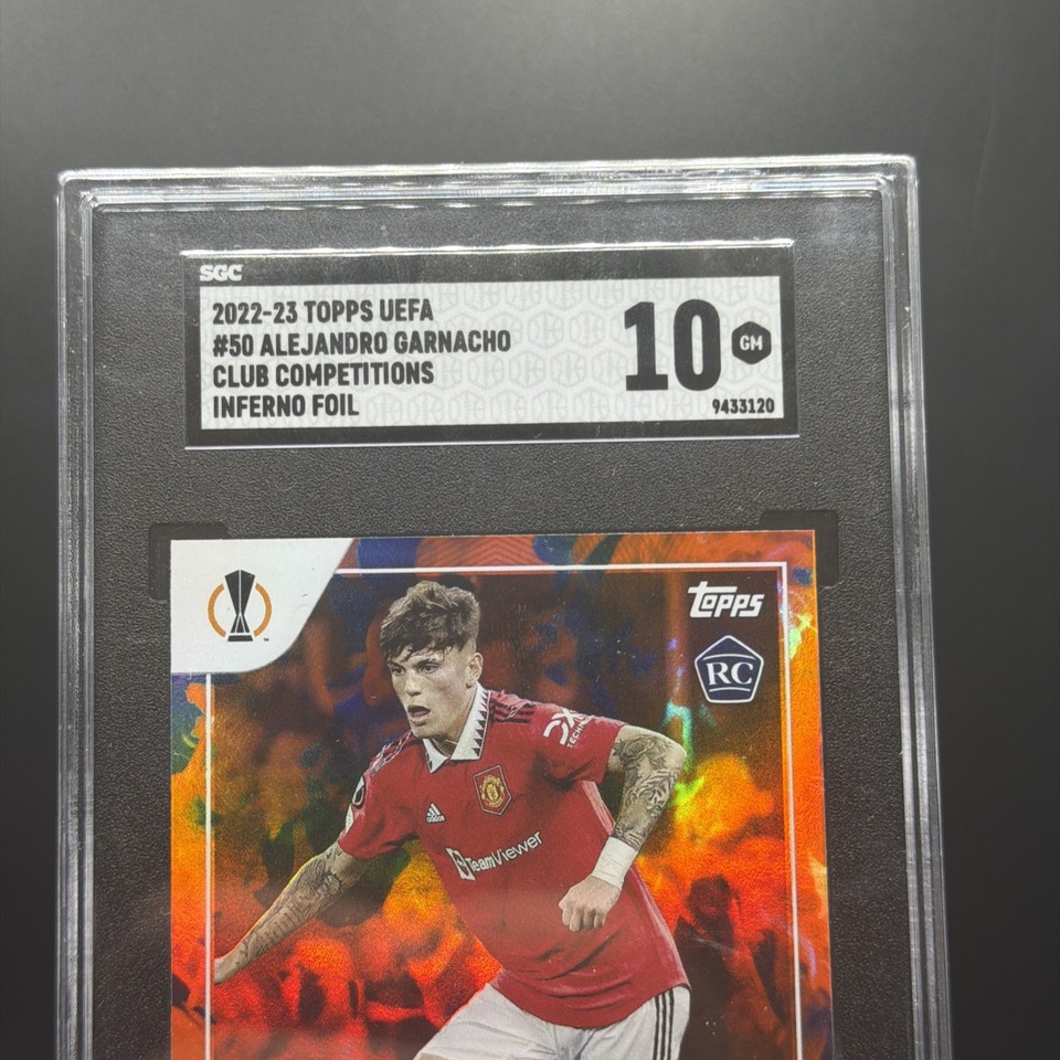 ALEJANDRO GARNACHO 2022-23 TOPPS UEFA UCC #50 ORANGE INFERNO FOIL RC SP ...