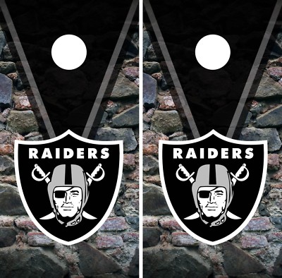 Oakland Raiders Cornhole Wrap NFL Rocks Game Board Skin Set Vinyl Decal ...