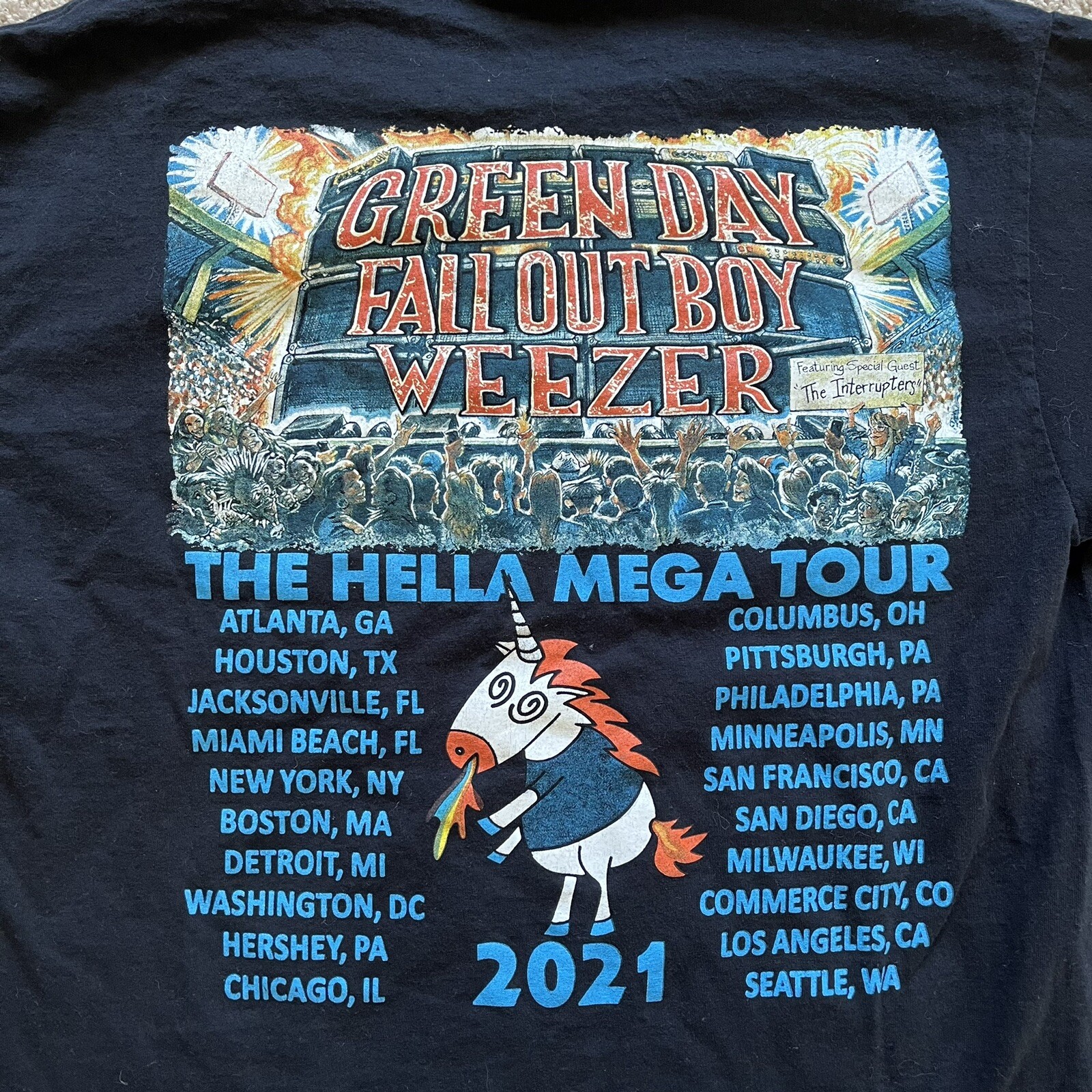 Gildan Green Day 2021 Hella Mega Tour Concert T-Shirt… - Gem
