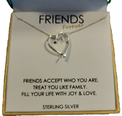 Sterling Silver Friends Forever Heart Necklace Very Dainty Footnotes ...