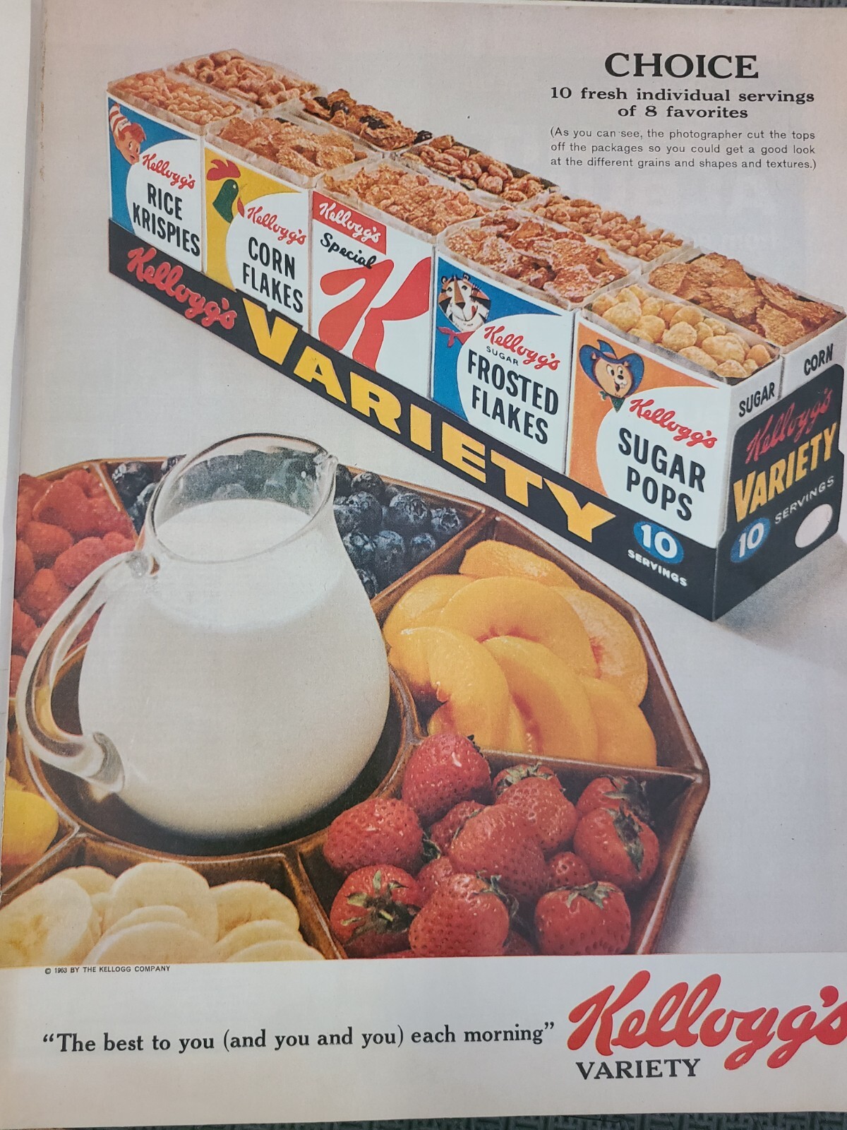 1963 Original Vintage Magazine Ad Kellogg's Variety Packs Cereal | eBay