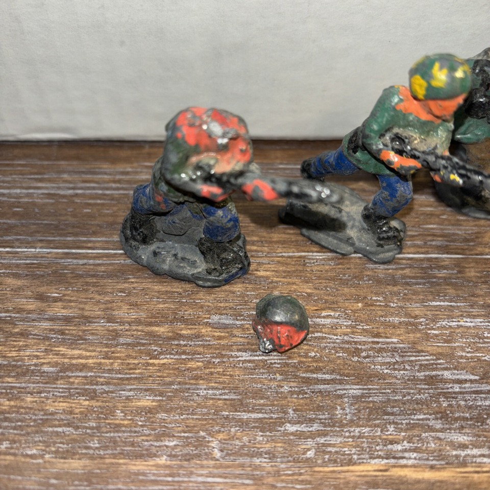 Vintage Cast Solid Metal Toy Soldiers Army Men Figures Lot of 12 | eBay