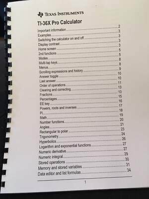 TI-36X Pro scientific calculator - Printed & Bound Manual | eBay
