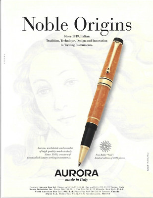 Aurora Roller Pen Print Ad, Italian Pen Print Ad, Fine Writing Pen Ad ...
