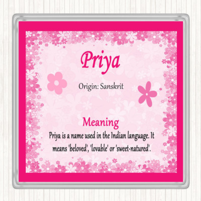 Priya Name Meaning Drinks Mat Coaster Pink | eBay UK