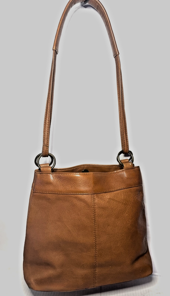 Le Donne Leather Side-Zip Tan Handbag / Purse | eBay