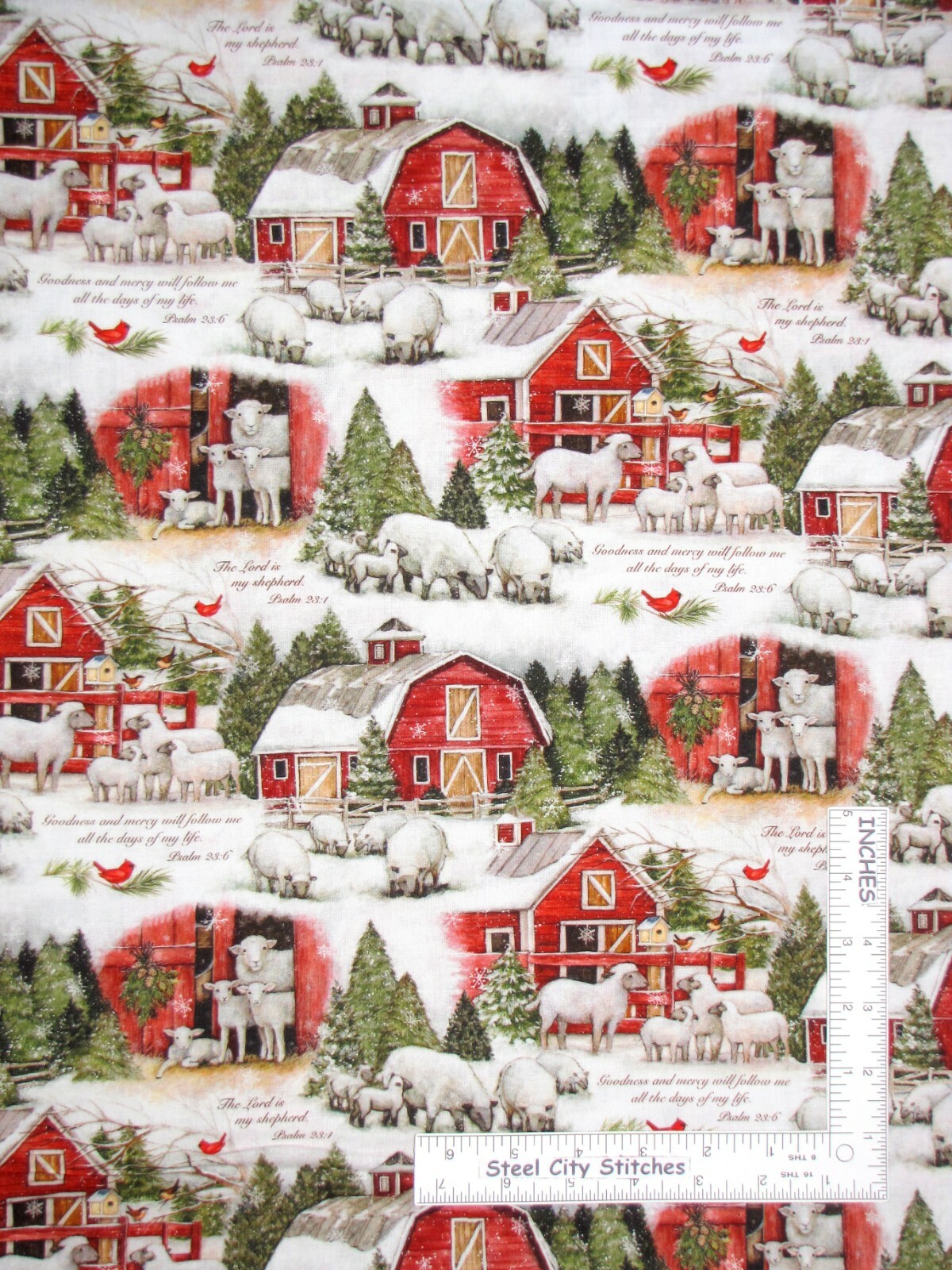 Lord Is Shepherd Fabric Sheep Barn Susan Winget Cotton 2 Pc Lot (12 ...
