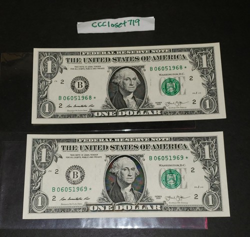 Dollar Bill Star Note Duplicate Serial Numbers In Sequence Fancy ...