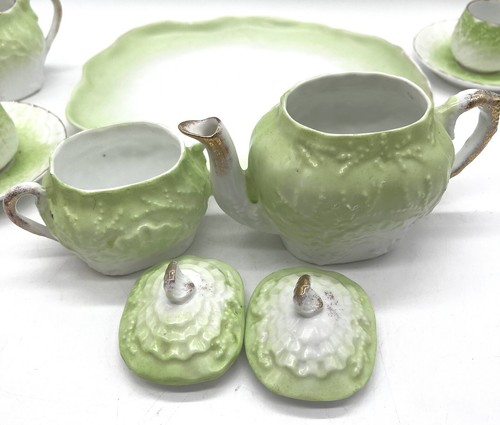 Miniature Seashell And Coral Child’s Porcelain Tea Set For 2 Unmarked ...