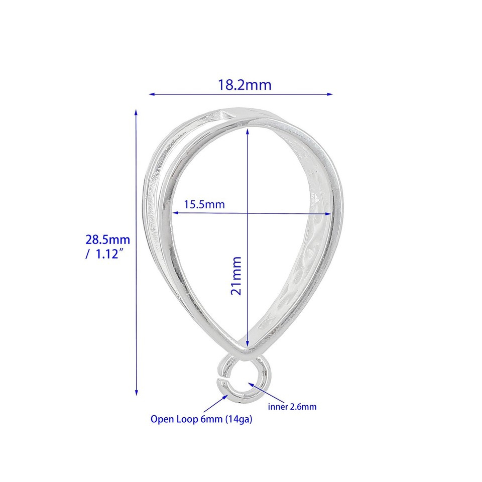 Extra Large Sterling Silver Pendant Bail Fit Up to 15mm Cuban Rope ...