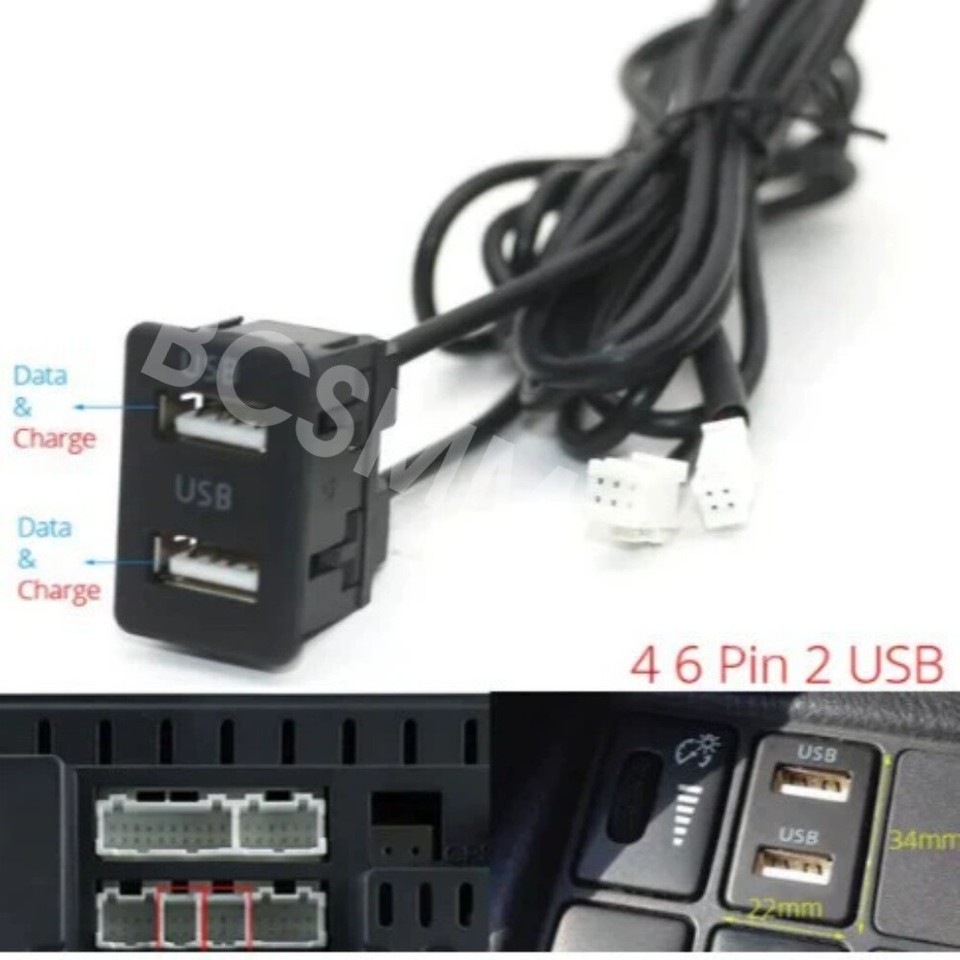 4/6 Pin to Dual USB Port Panel Extension Cable Adapter For Car Dash ...