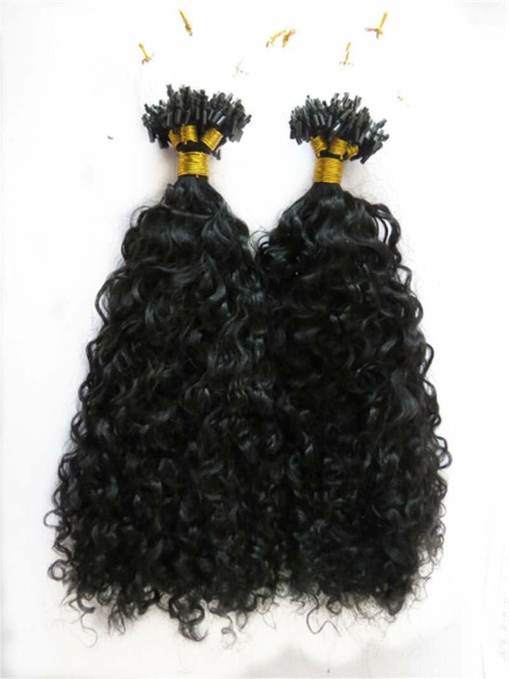 Natural Curly Micro Loop Human Hair Extension Micro Beads Ring Hair ...