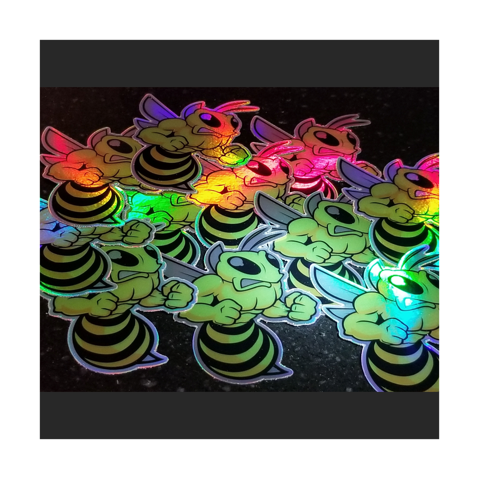 Angry Bee Sticker Holographic Sticker Hologram Decal Hornet Yellow ...