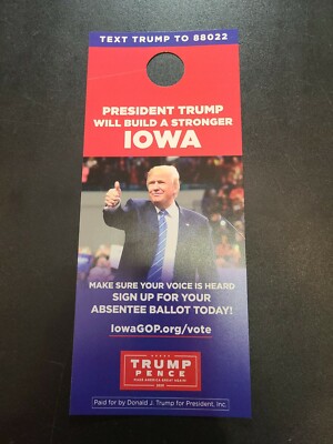 Donald J Trump Door Hanger 2020 Official Campaign Info | eBay