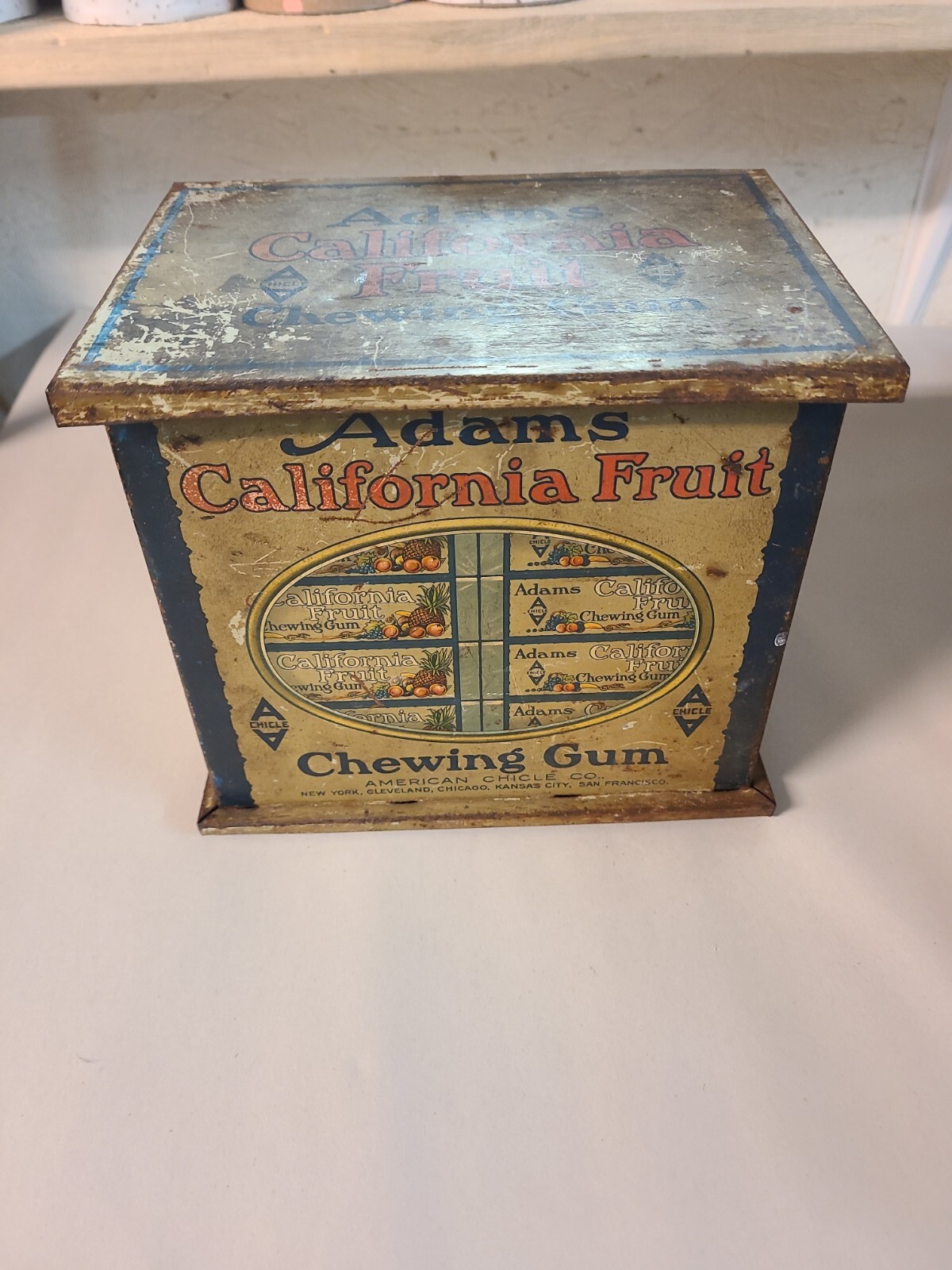 Antique Adams California Fruit Chewing Gum Store Display Tin American ...