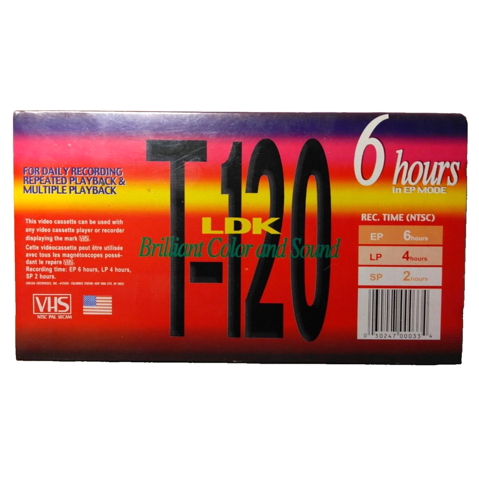 LDK T-120 VHS Video Tape Cassette 6 Hours EP Mode Recordable Blank ...