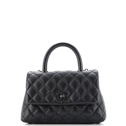 Chanel So Black Coco Top Handle Bag Quilted Caviar Mini | eBay