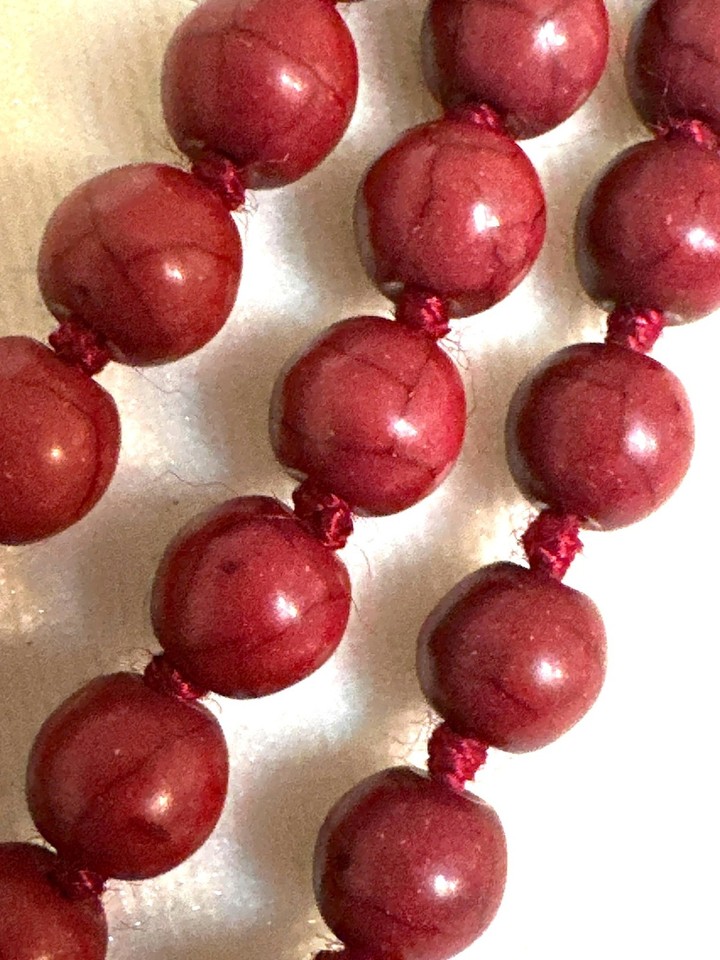 Extra Long Red Howlite Bead Necklace Continuous 58" Exotic Jewelry ...