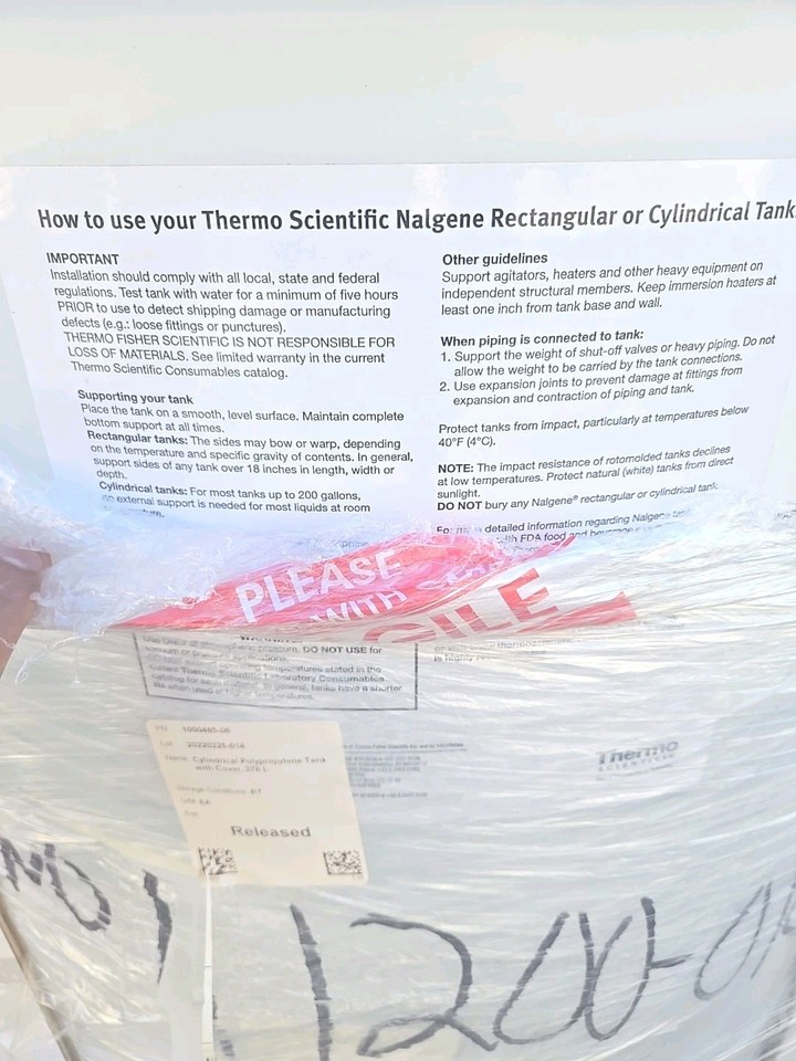 Thermo SCIENTIFIC 100 Gallon Cylindrical Tank with Cover, LLDPE, 11200 ...