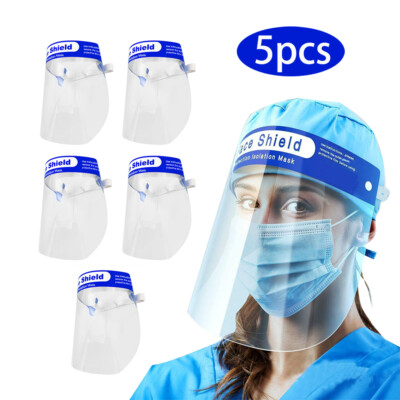 5PCS Safety Full Face Shield Reusable Washable Protection Cover Mask ...