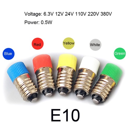 Yellow/White/Blue/Green/Red E10 LED Instrument Screw Light Bulb 0.5W ...
