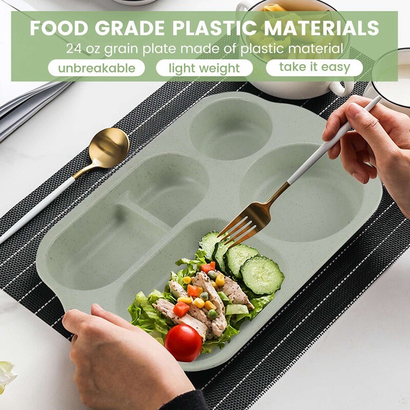 Dinner Plate 4 Split Plates 5 Compartmen Plastic Plate Cutlery for A ...